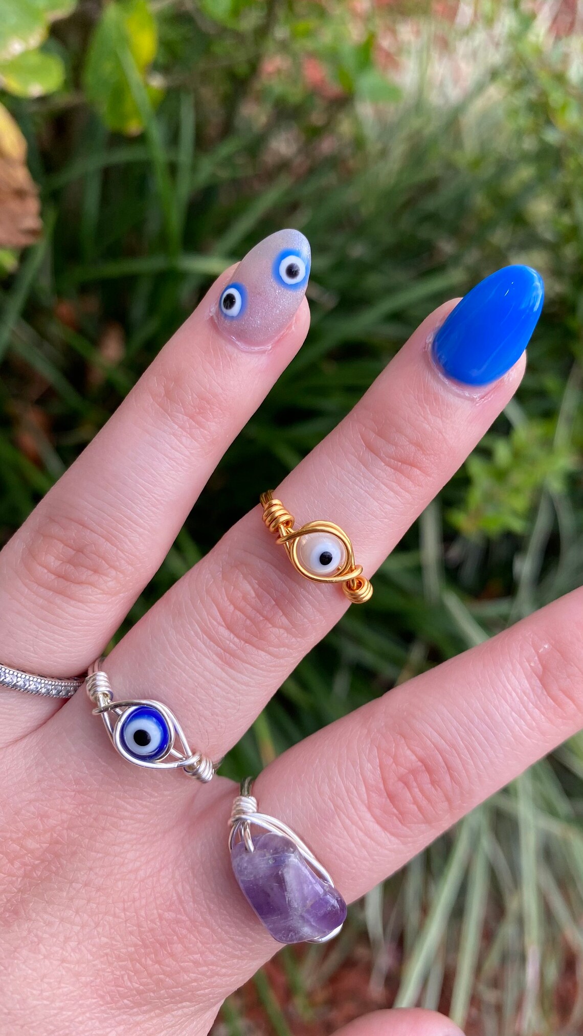 Evil Eye Ring Protection Ring Nazar Jewelry Wire Wrapped - Etsy