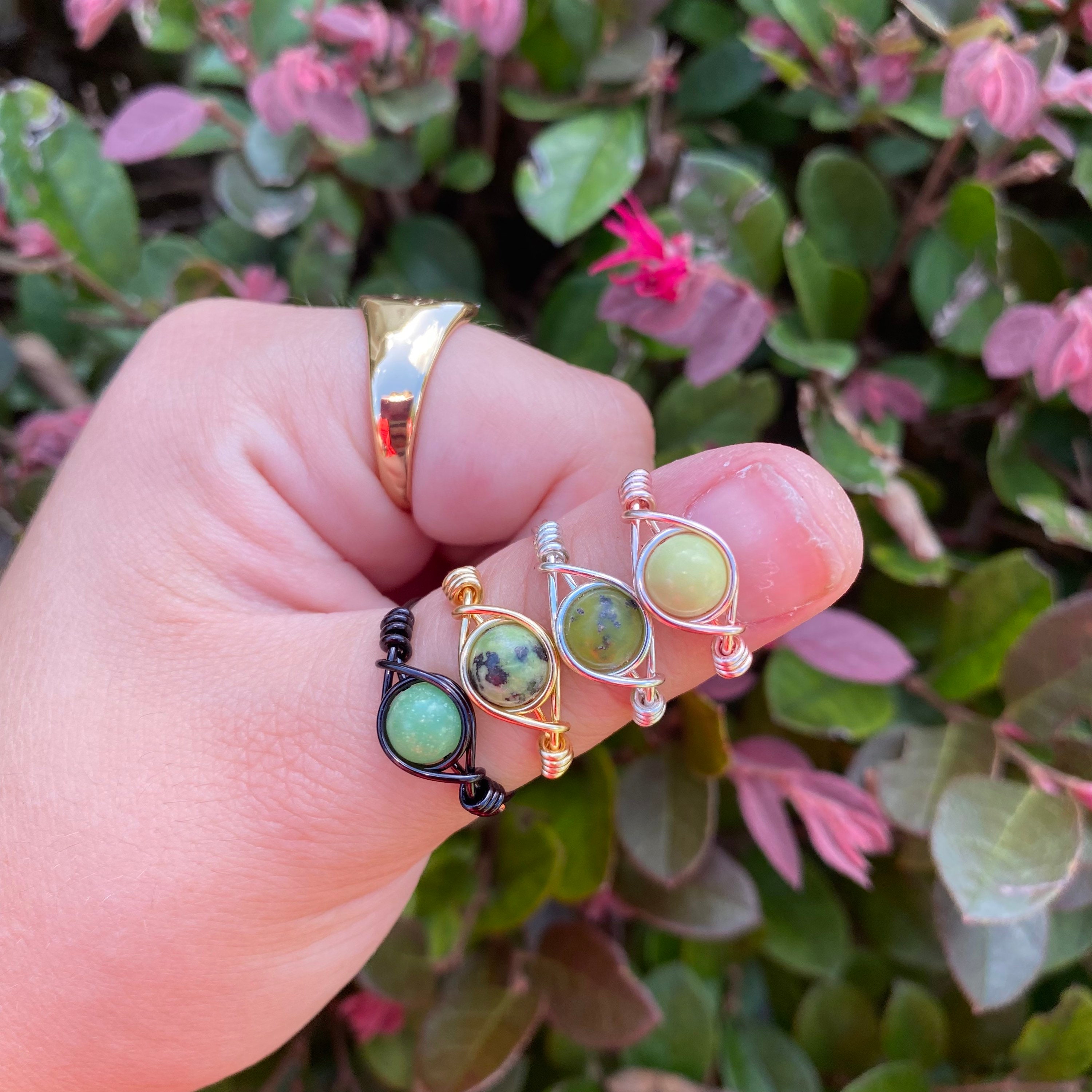 Chrysoprase Ring Wire Wrapped Crystal Ring Green Healing | Etsy