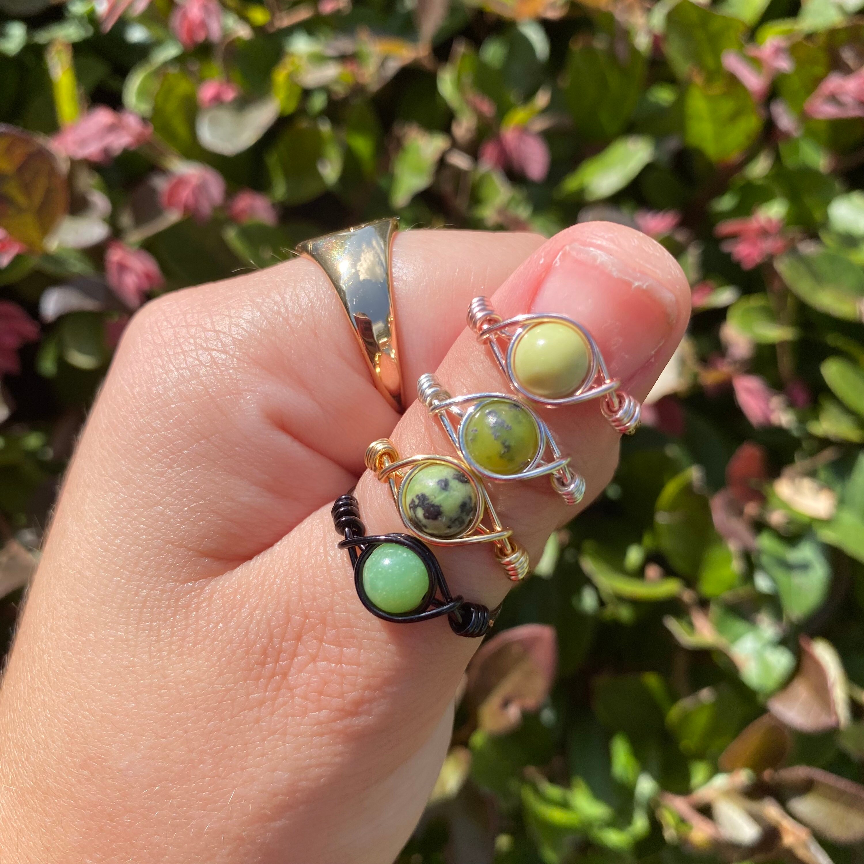 Chrysoprase Ring Wire Wrapped Crystal Ring Green Healing | Etsy