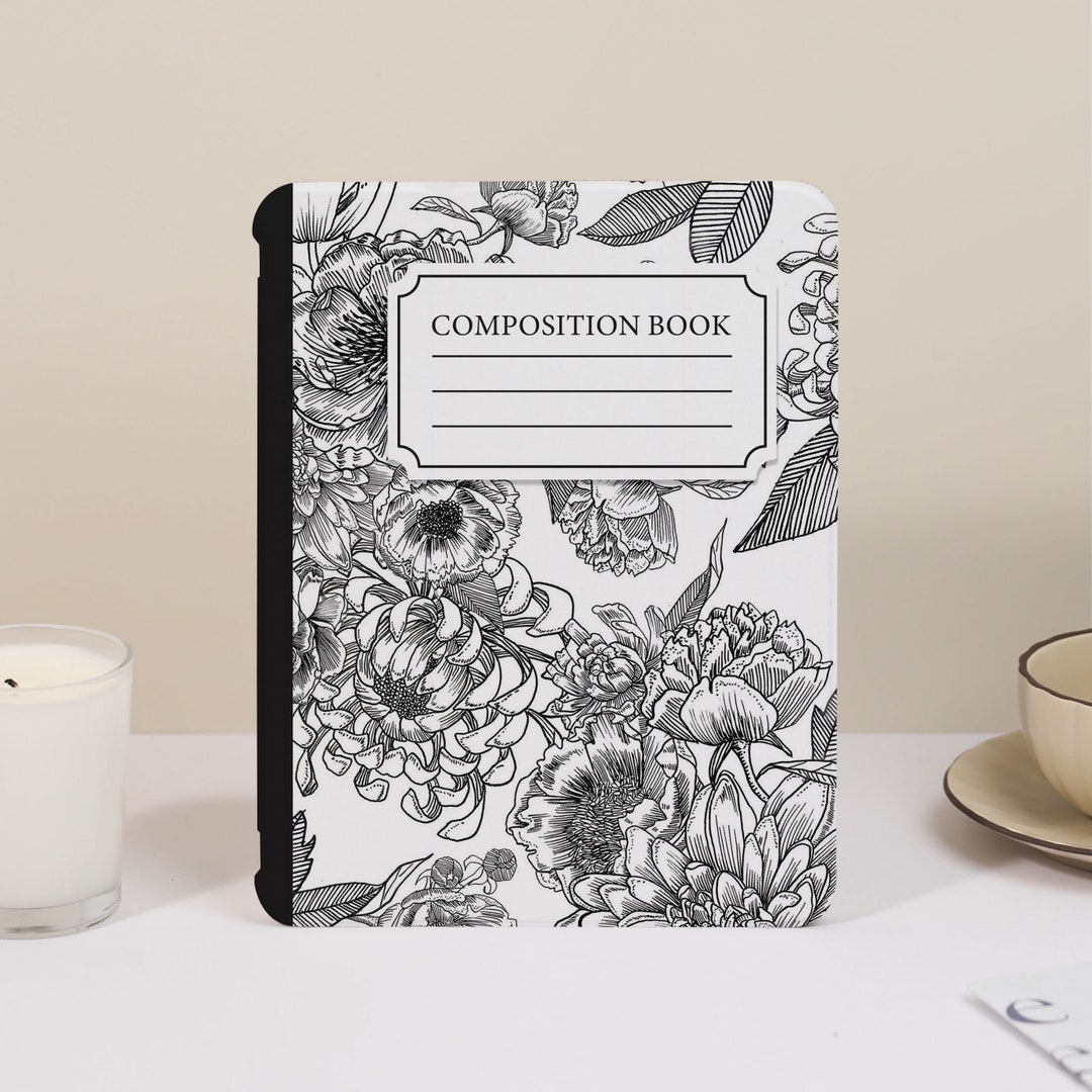 Black Flower Composition Book Custom iPad Case for iPad Air5 iPad 10 10 ...