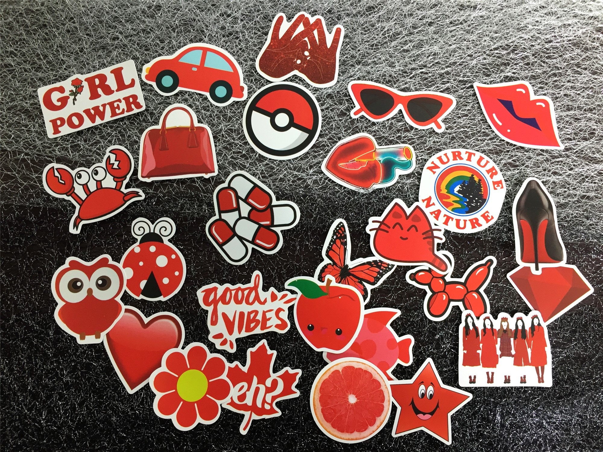 Pack of 50PCS Red Cute Kawaii Girls Bowknot STICKERS vinyl | Etsy