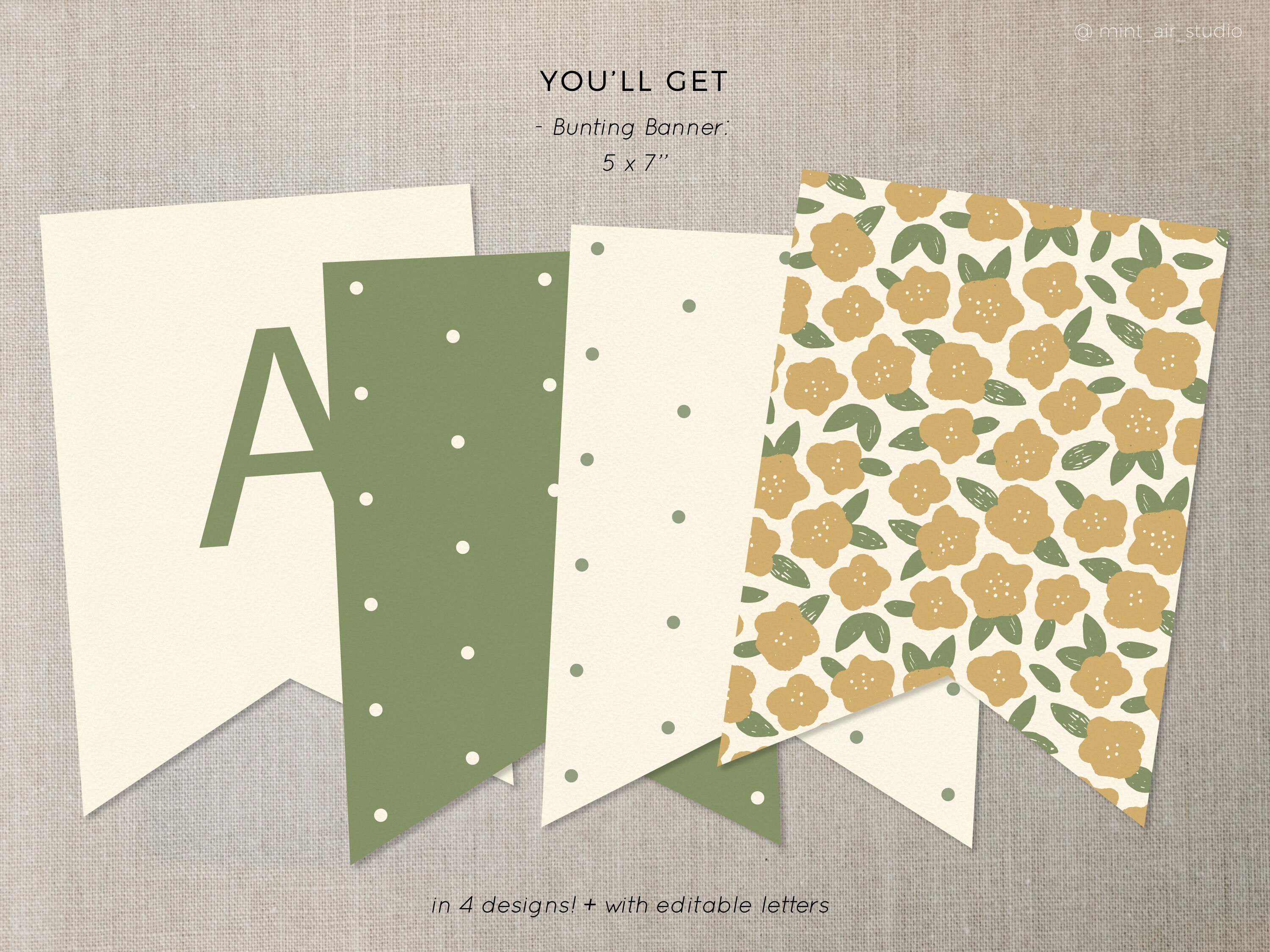 Digital Editable Floral Bunting Banner, DIY Printables for a Birthday ...