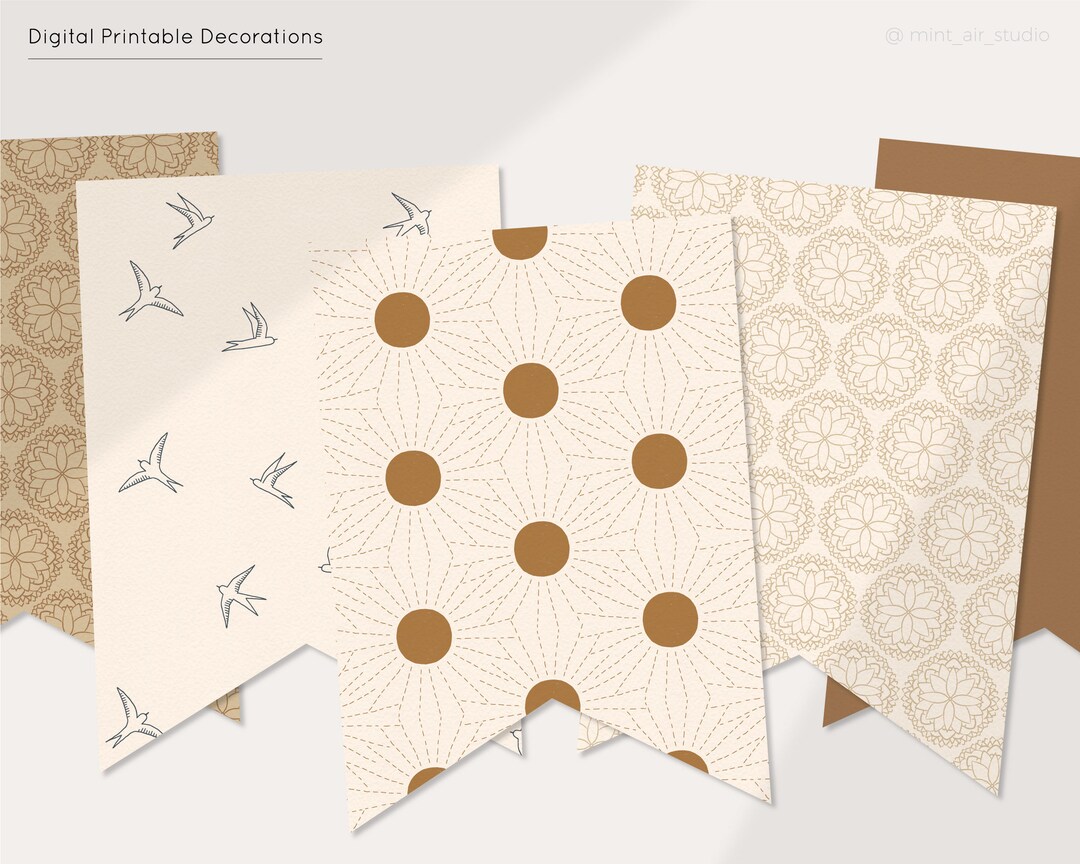 Digital Editable Bunting Banner Template, DIY Printable Decorations for ...