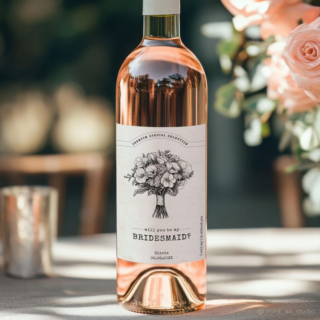 Bridesmaid or Maid of Honour Proposal Wine Label: Custom Digital ...