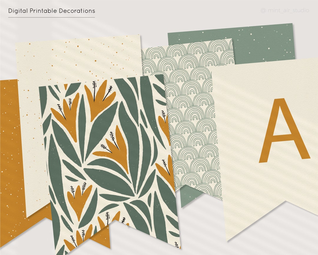 Digital Editable Bunting Banner Template, Printable Decorations for a ...