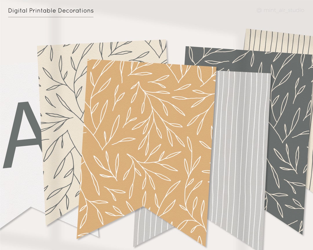 Digital Editable Bunting Banner Template, DIY Printable Decorations for ...