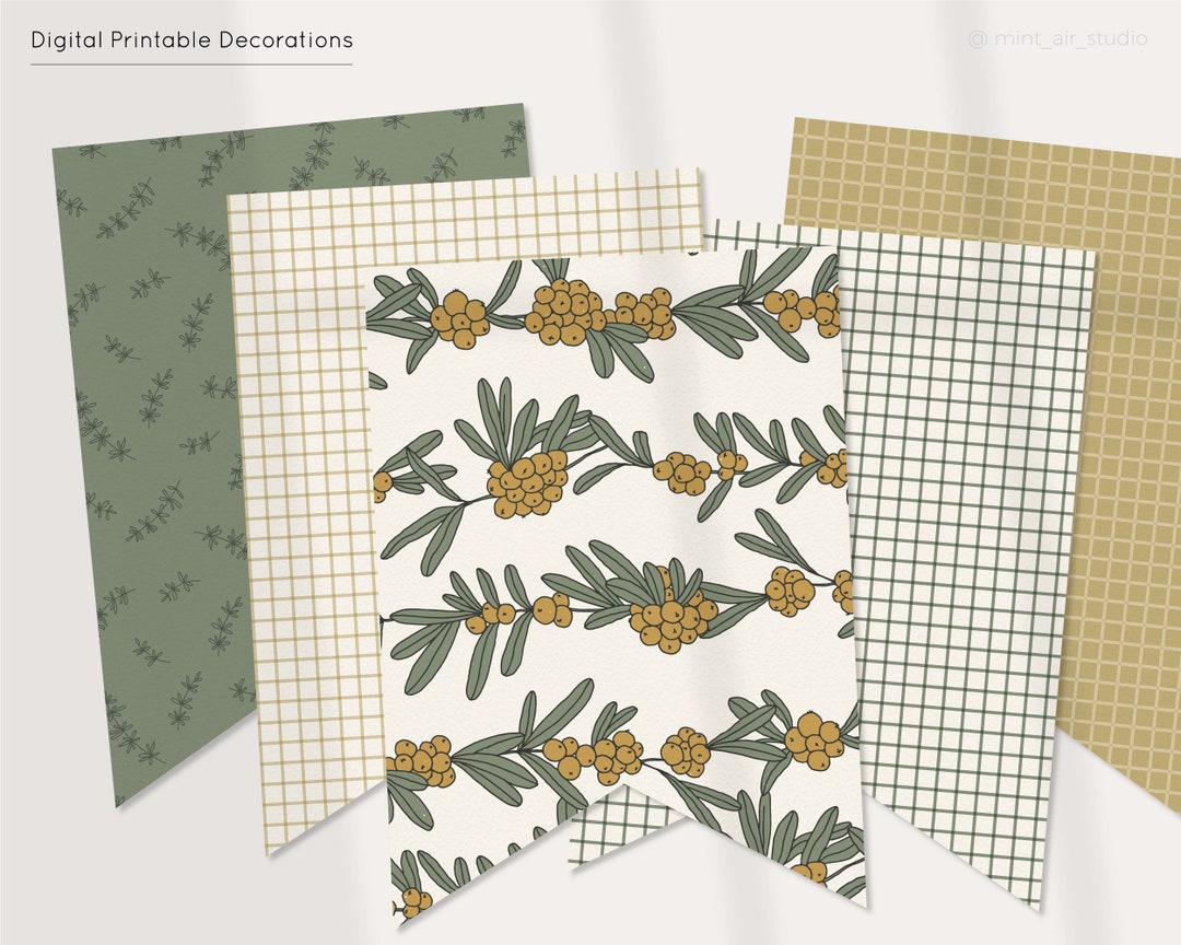 Digital Editable Bunting Banner, DIY Printable Decorations With Check ...