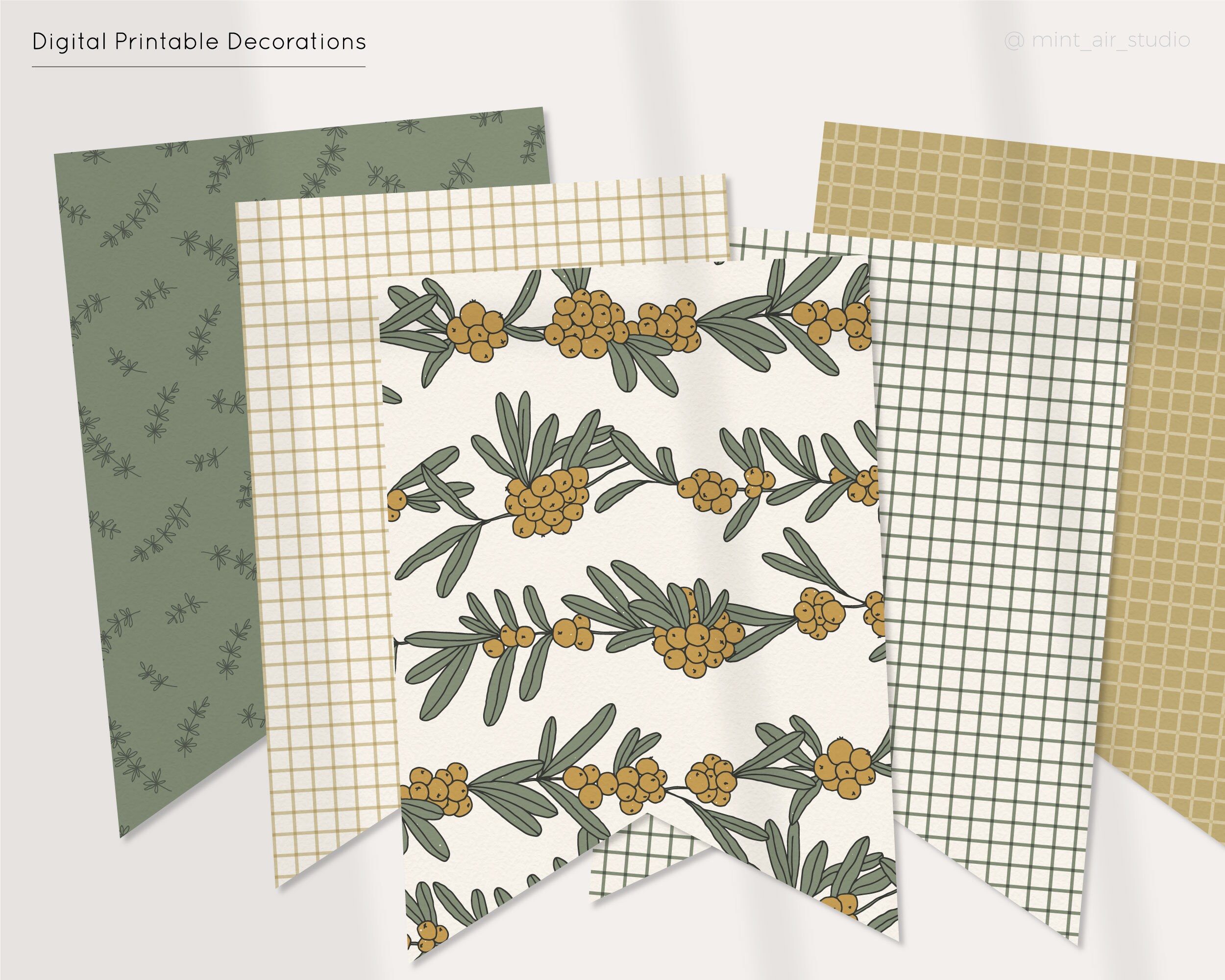 Digital Editable Bunting Banner, DIY Printable Decorations With Check ...