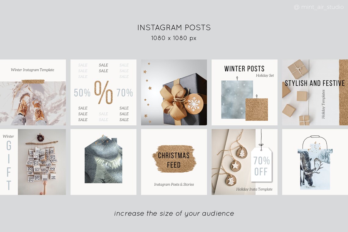 Christmas Instagram Templates for Canva. 60 Winter Holiday Canva ...