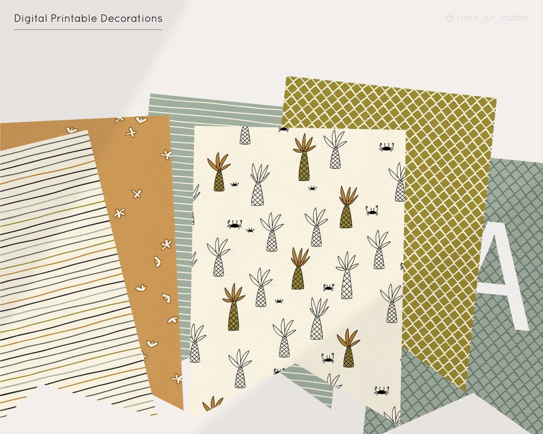 Digital Editable Bunting Banner Template, DIY Printable Decorations for ...