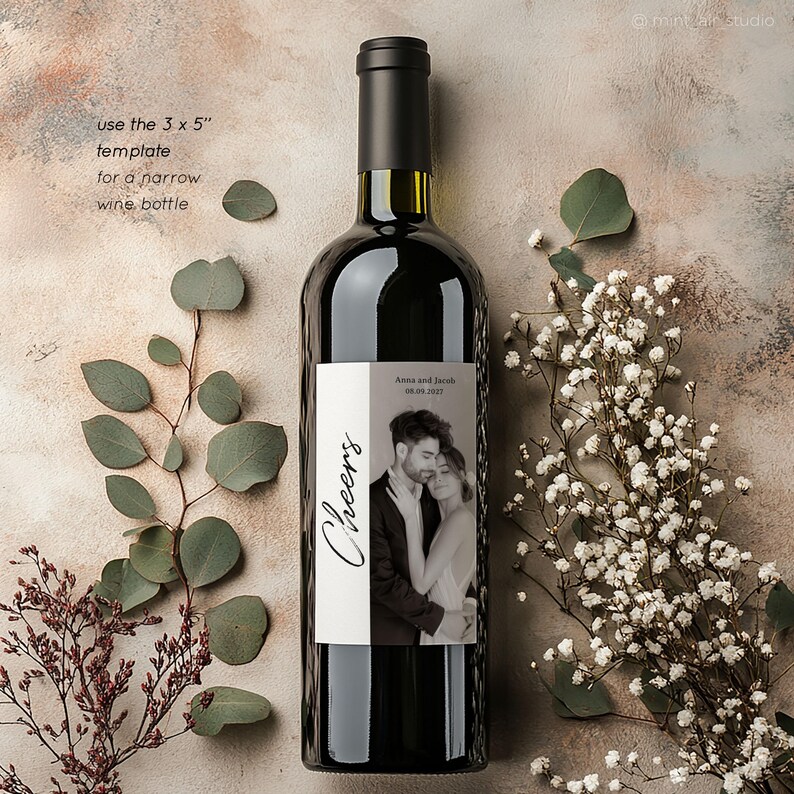 Personalized Wedding Wine Label Template – Editable Photo Bottle ...