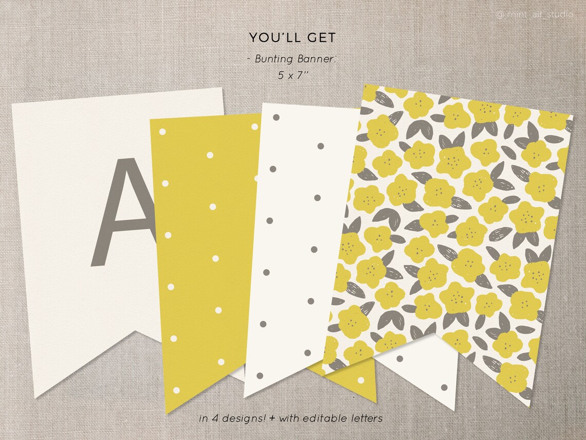 Digital Editable Floral Bunting Banner DIY Printables for a - Etsy