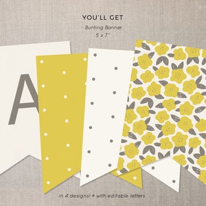 Digital Editable Floral Bunting Banner DIY Printables for a - Etsy