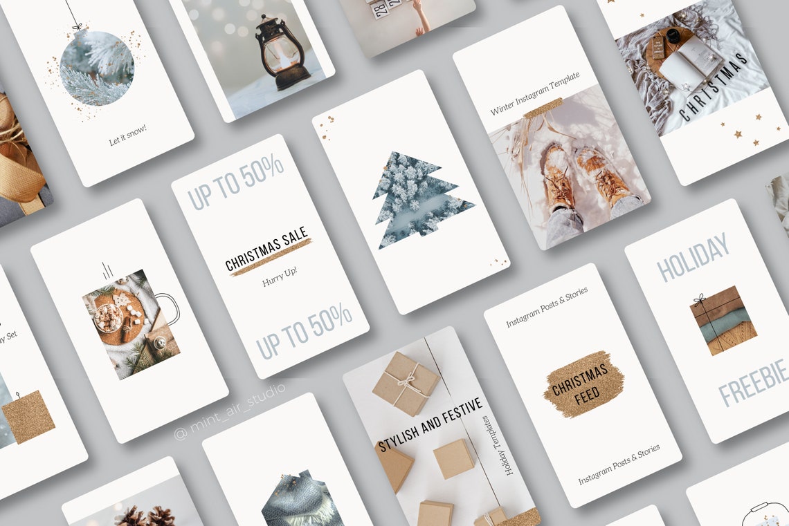 Christmas Instagram Templates for Canva. 60 Winter Holiday Canva ...