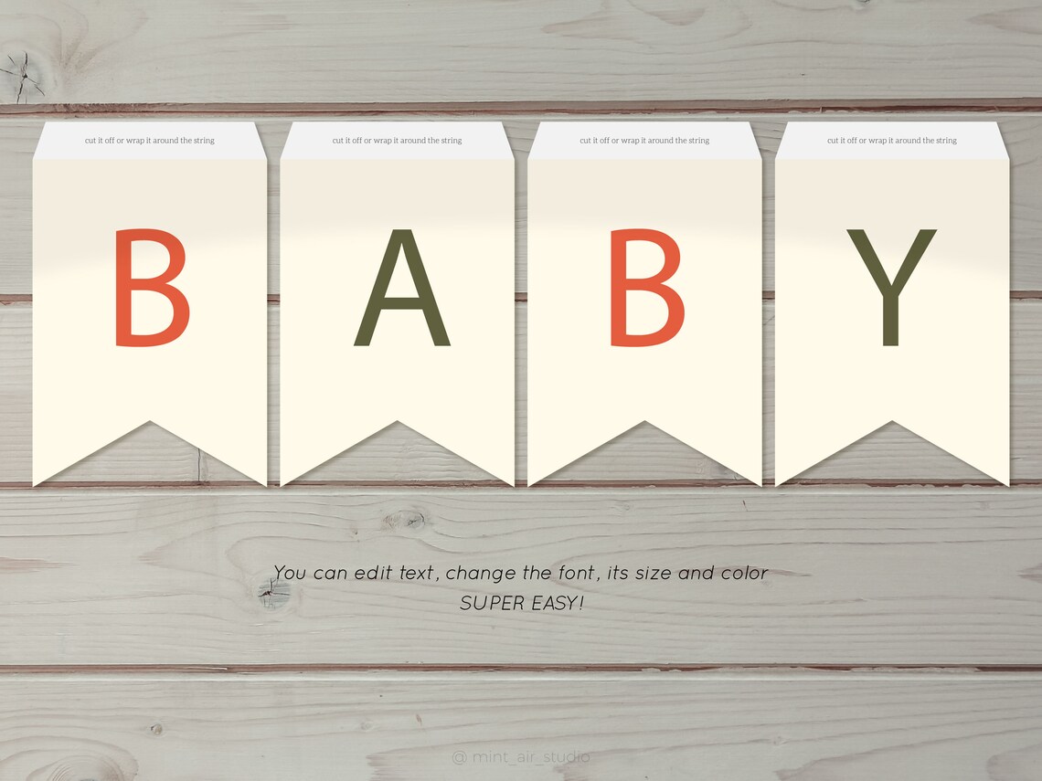 Digital Editable Bunting Banner, DIY Printable Decorations for a ...