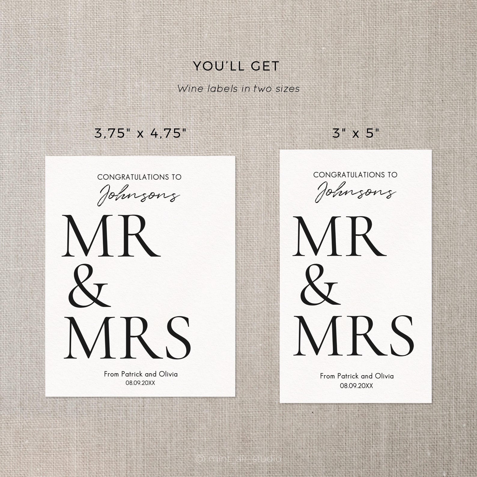 Custom Mr & Mrs Wedding Wine Label Template: Personalized Newlywed Gift ...
