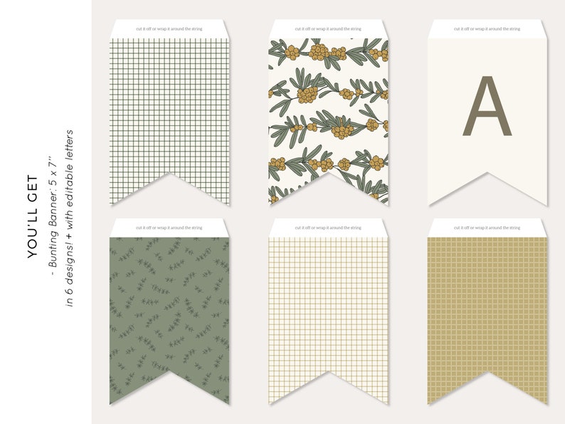 Digital Editable Bunting Banner, DIY Printable Decorations With Check ...