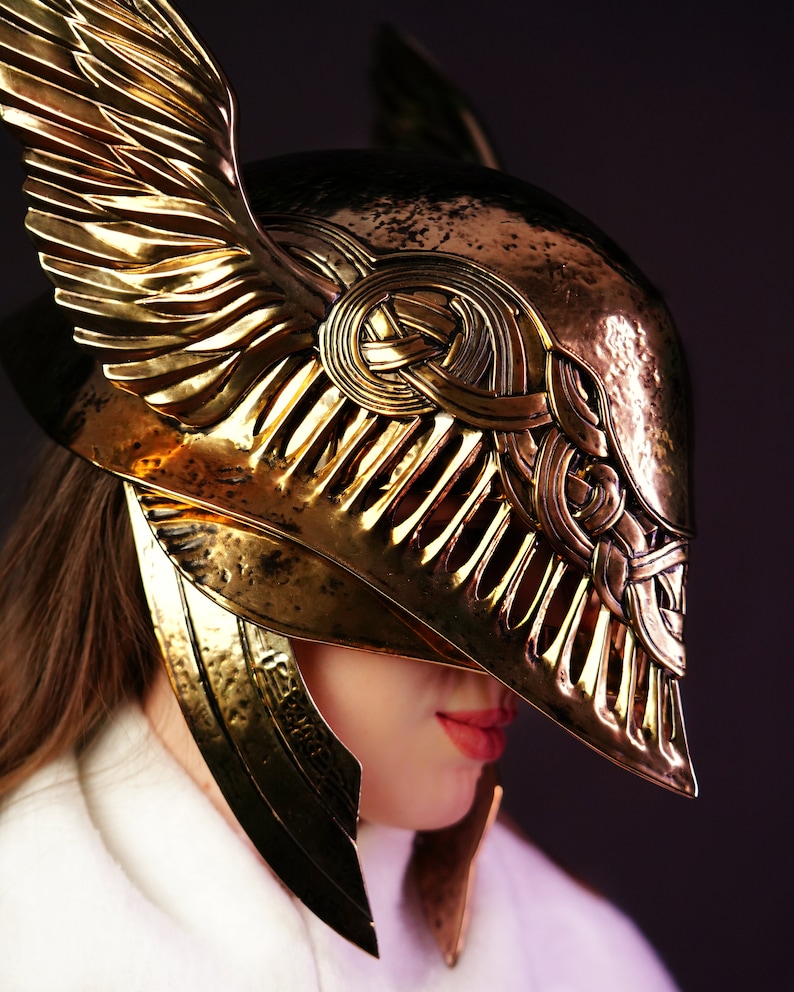 Cosplay Malenia GOLD CHROME Helmet, Blade of Miquella, Valkyrie Helmet ...
