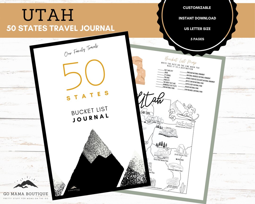 Utah Road Trip Travel Journal Instant Download / Printable - Etsy