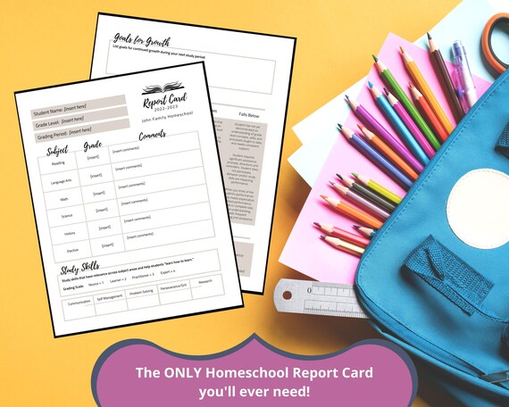 2022-2023 Homeschool Report Card/report Card Template/canva - Etsy