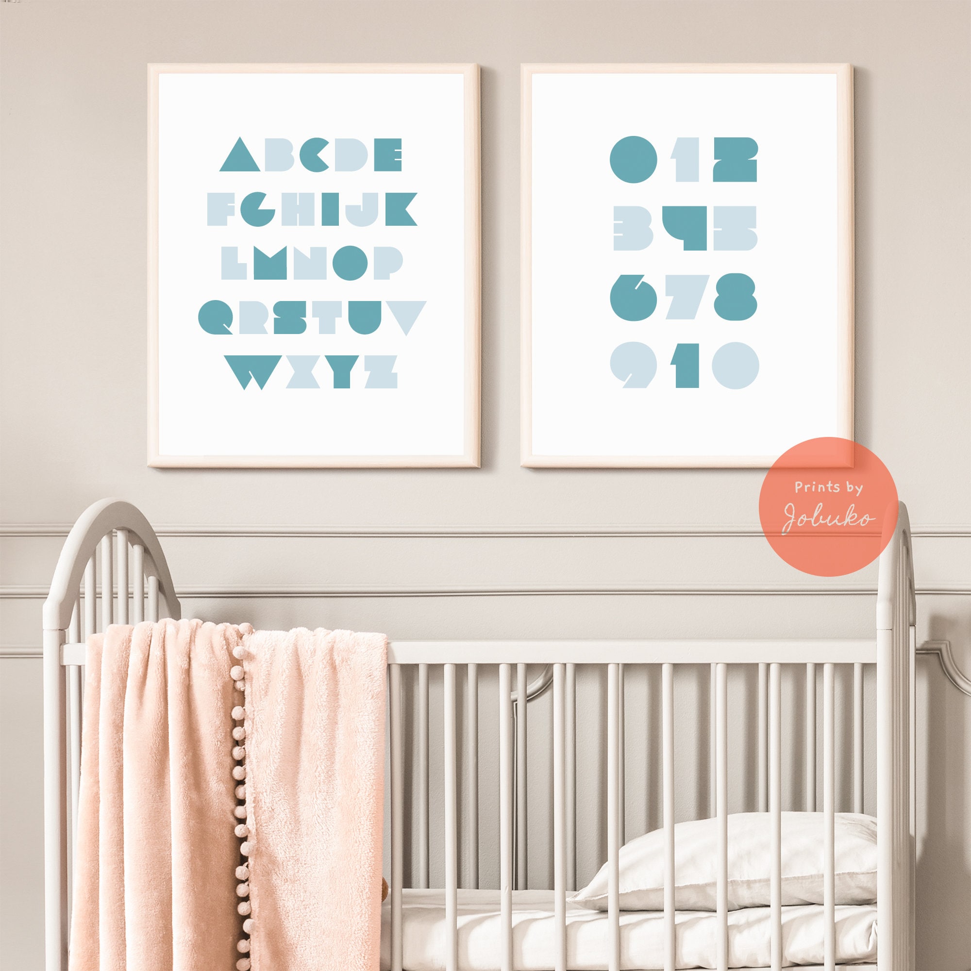 Alphabet and Numbers Poster, Set of 2 Prints, Number Poster Children ...