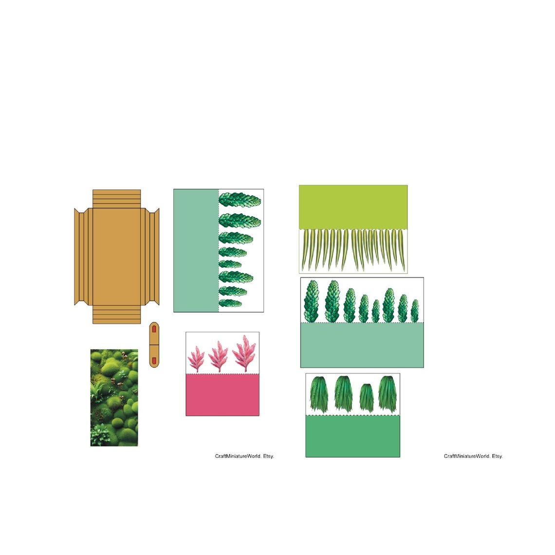 Dollhouse House Plant 1:12 Scale Printable Miniature Decor. Paper Craft ...