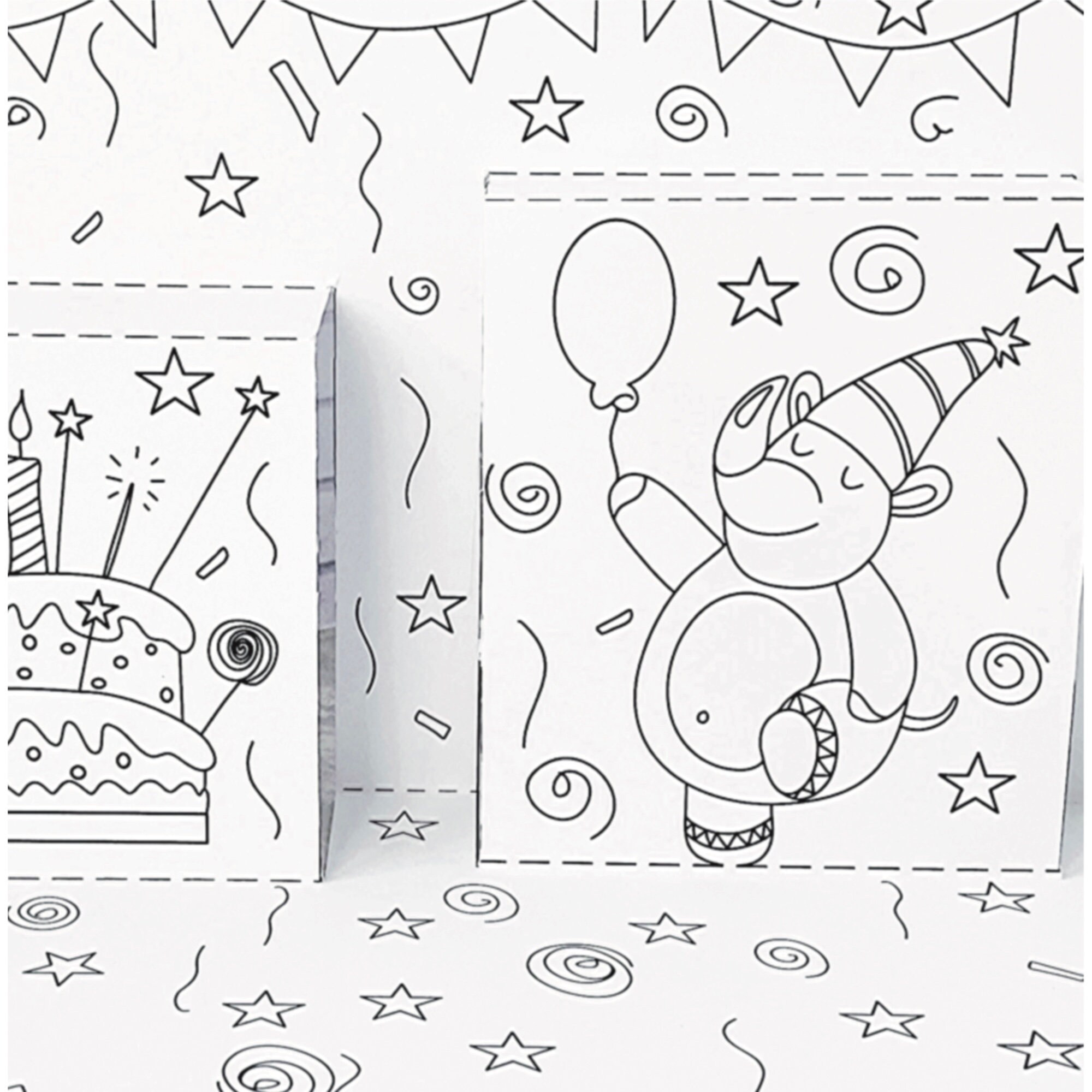 Pop up Birthday 4 Cards Printable Coloring Page Paper Craft Activity ...