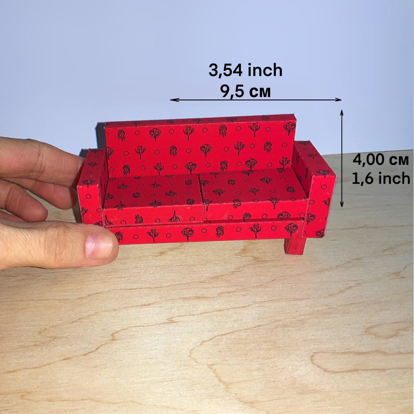 Paper Doll House Furniture Sofa on the Theme of Christmas Red ...