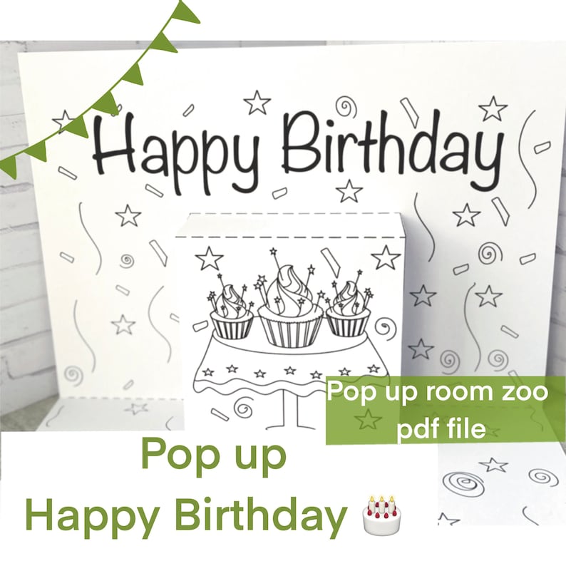 Pop up Birthday 4 Cards Printable Coloring Page Paper Craft Activity ...