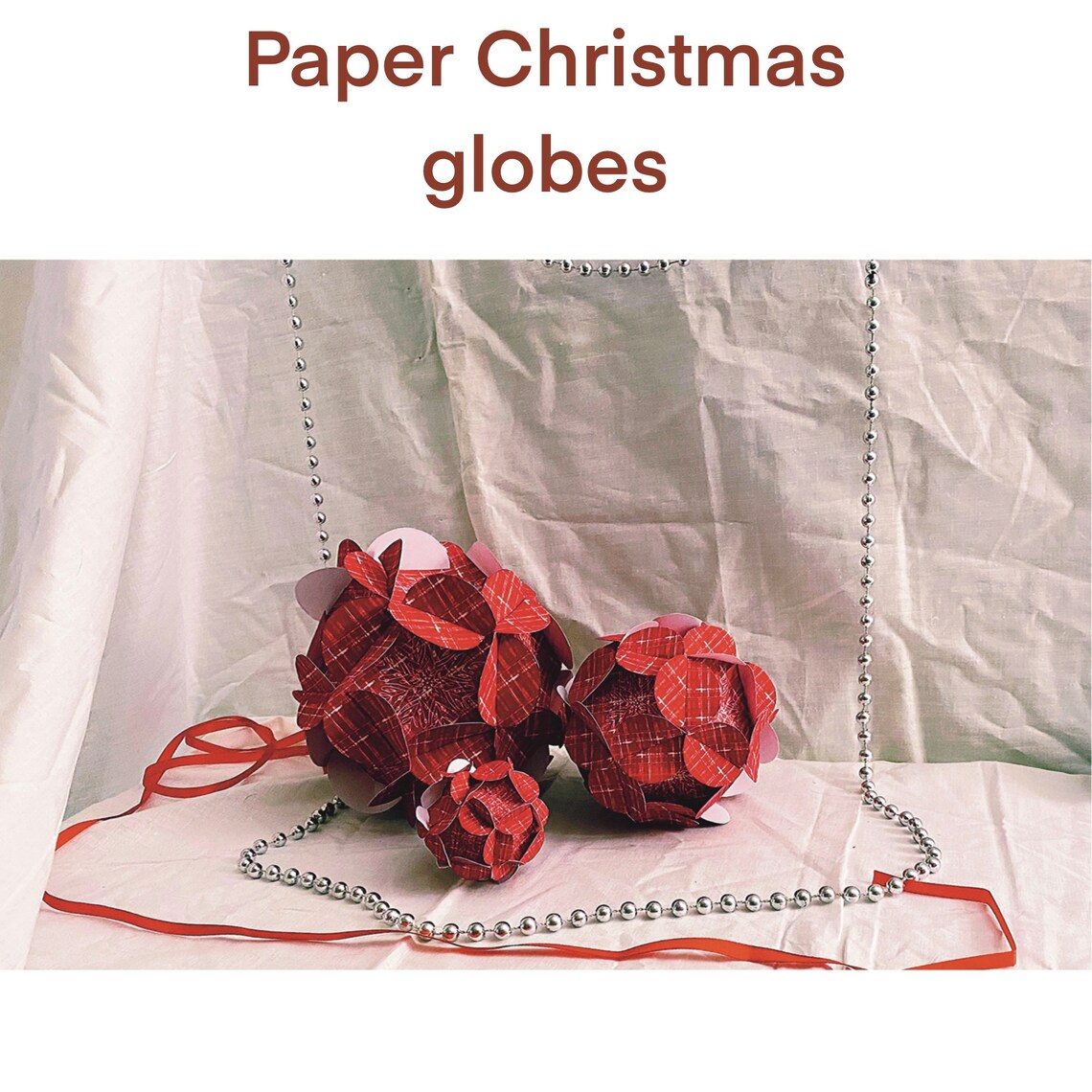 Paper Red Christmas Globes .printable Paper Ornament. Paper Globes ...