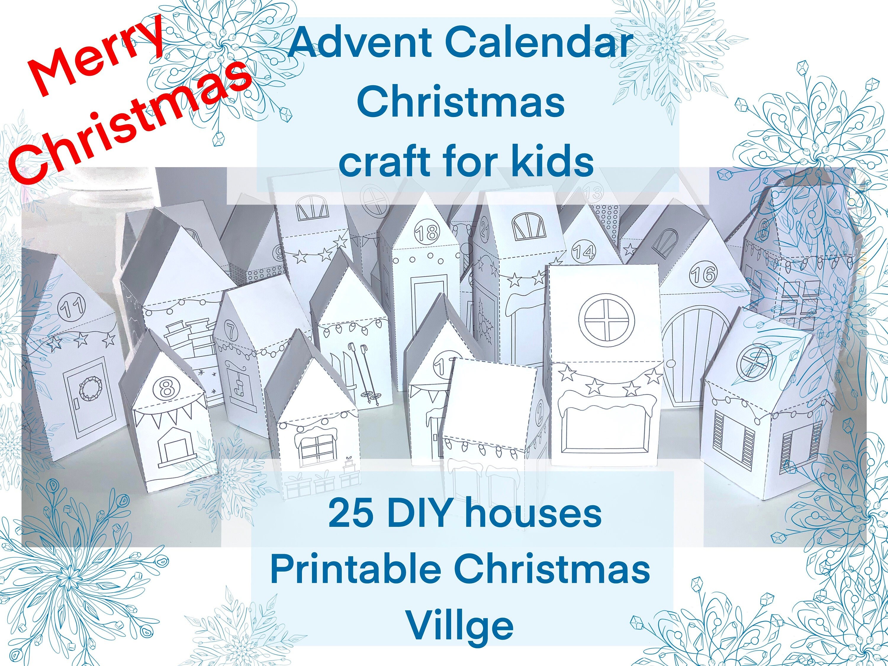 Printable Christmas Advent Calendar, Christmas Village PDF, Boxes House ...