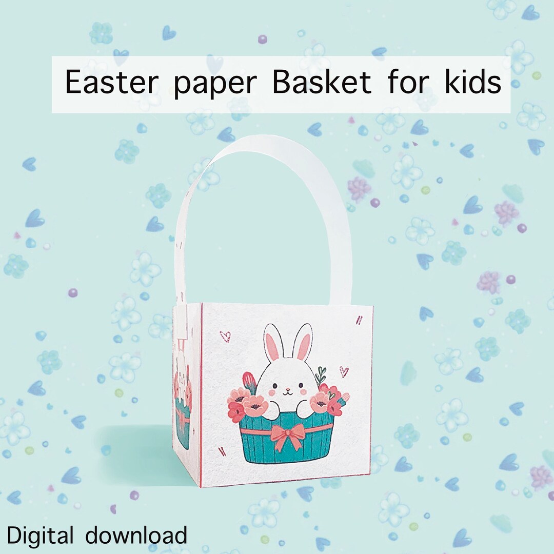 Printable Easter Basket Rabbit DIY Paper Printable for Kids. Easter Egg ...