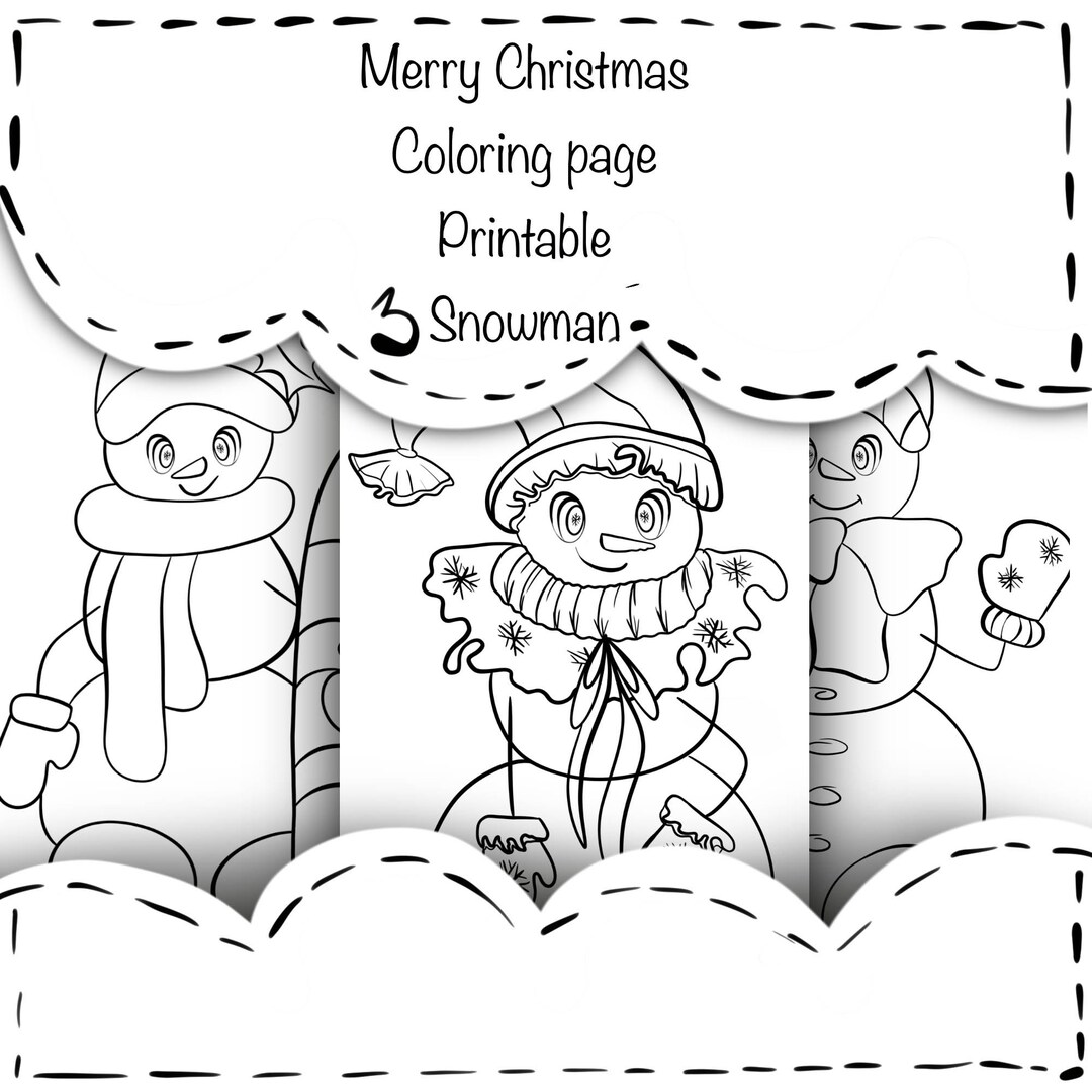 Christmas Printable. 3 Christmas Digital Coloring Pages for - Etsy