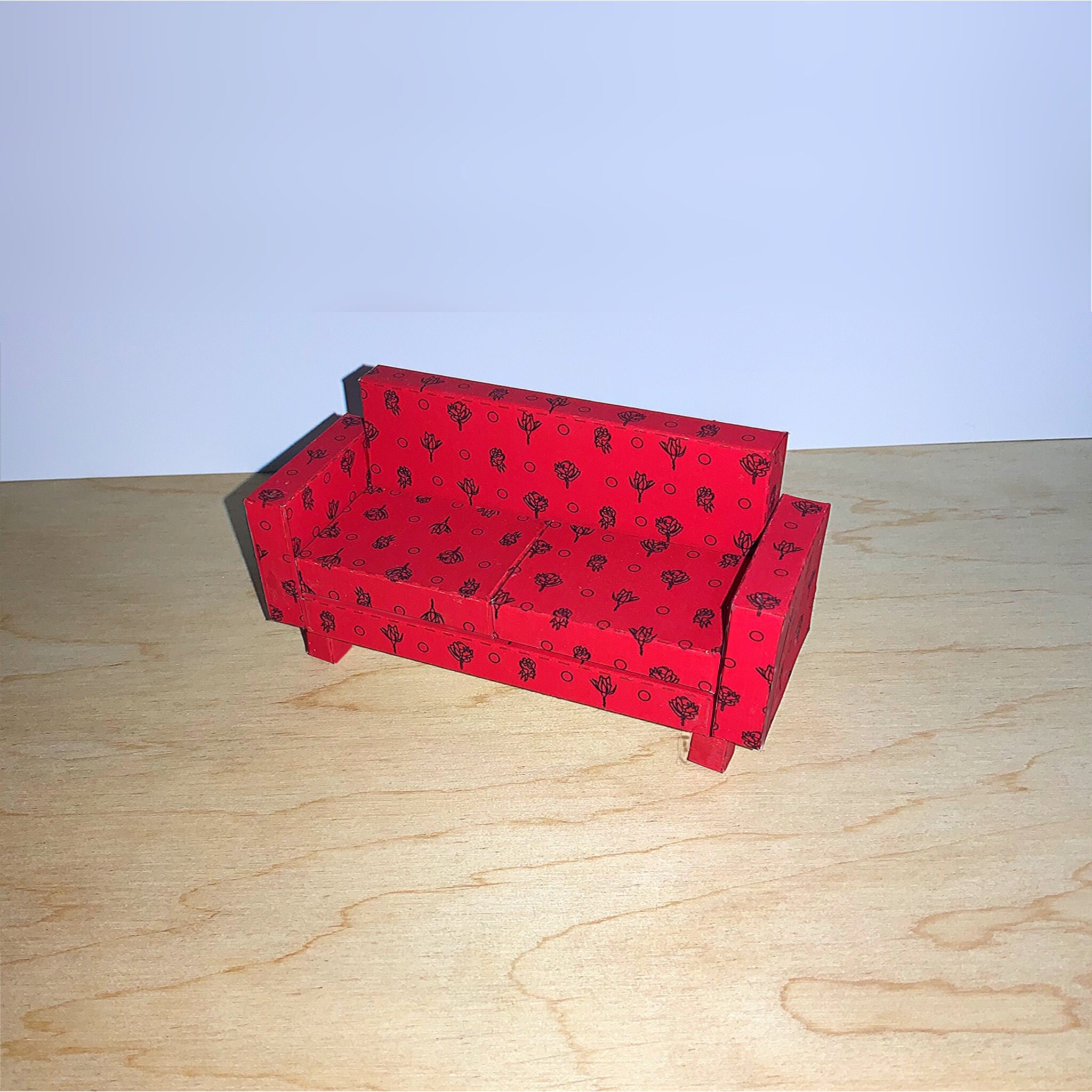 Paper Doll House Furniture Sofa on the Theme of Christmas Red ...
