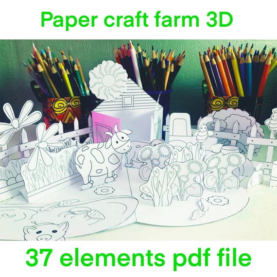 Printable Farm Paper Toy. Spring. Kids Craft. DIY. Activities. | Etsy