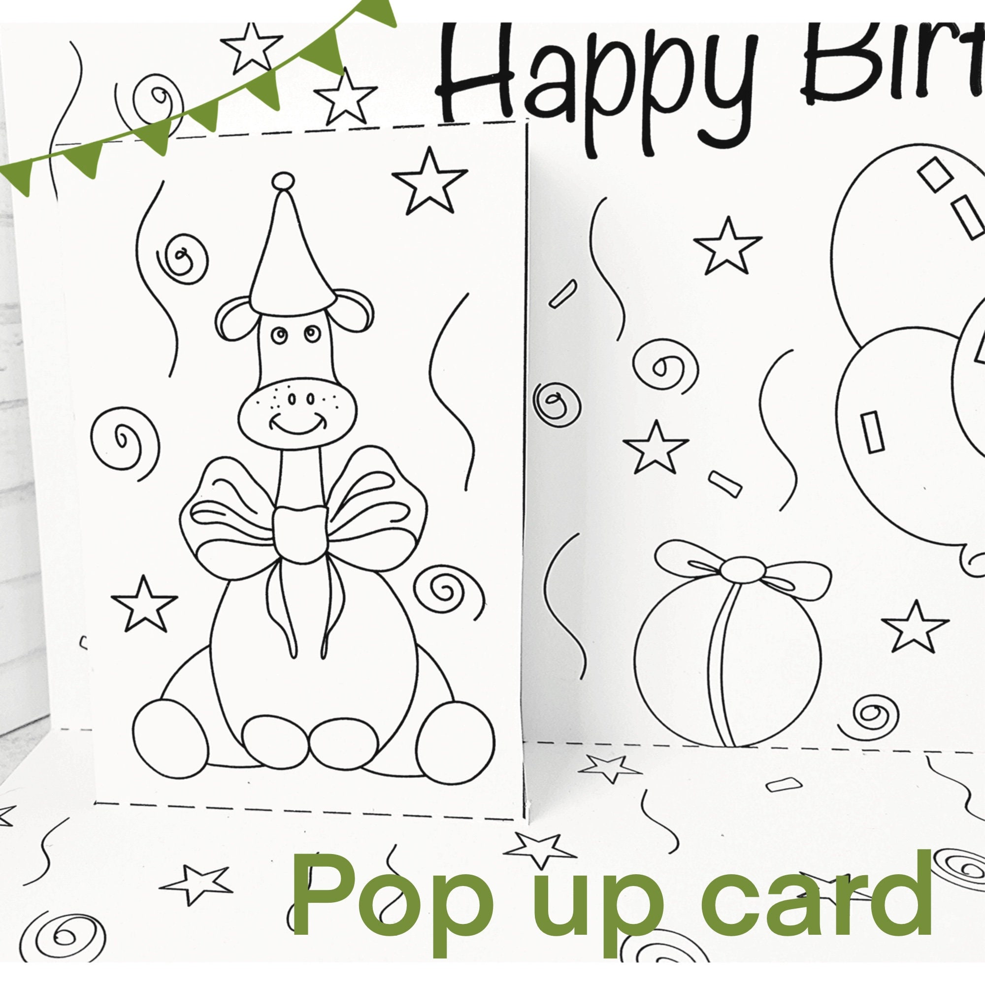 Pop up Birthday 4 Cards Printable Coloring Page Paper Craft Activity ...