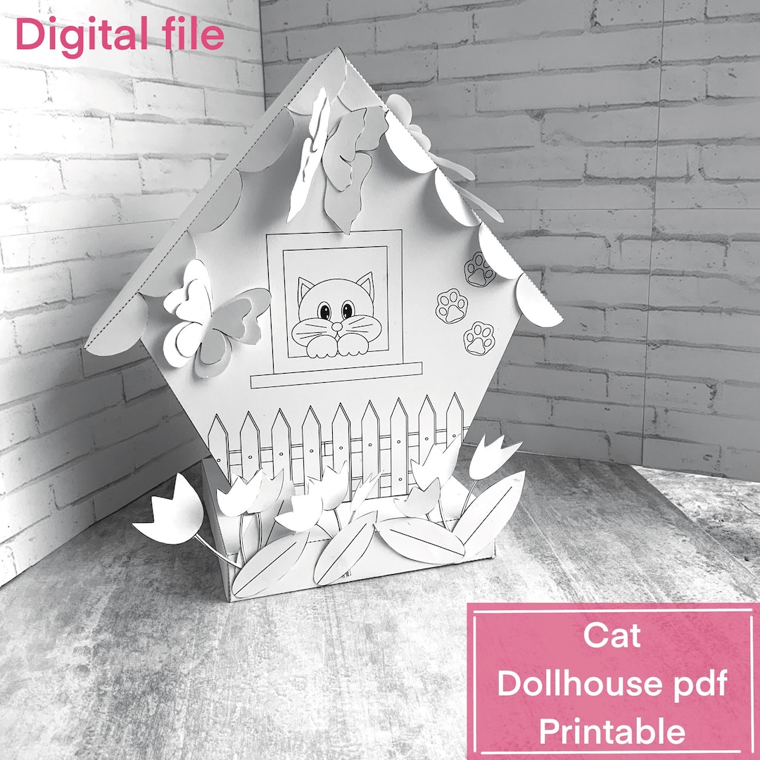 Cat Craft for Kids, Doll House. Cat Spring Paper House. Printable Doll ...