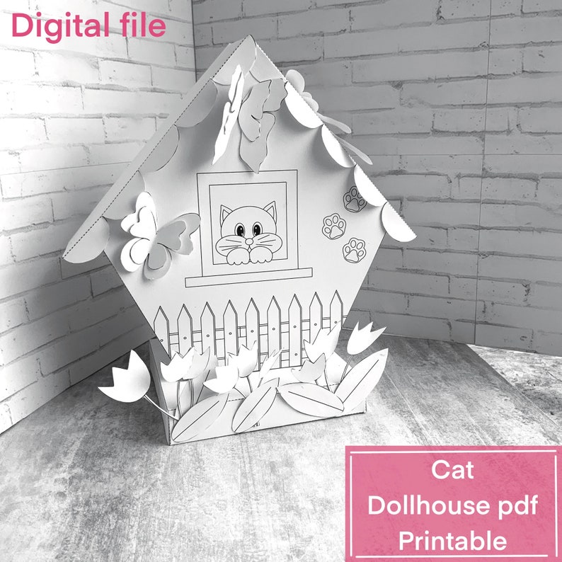 Cat Craft for Kids Doll House. Cat Spring Paper House. - Etsy