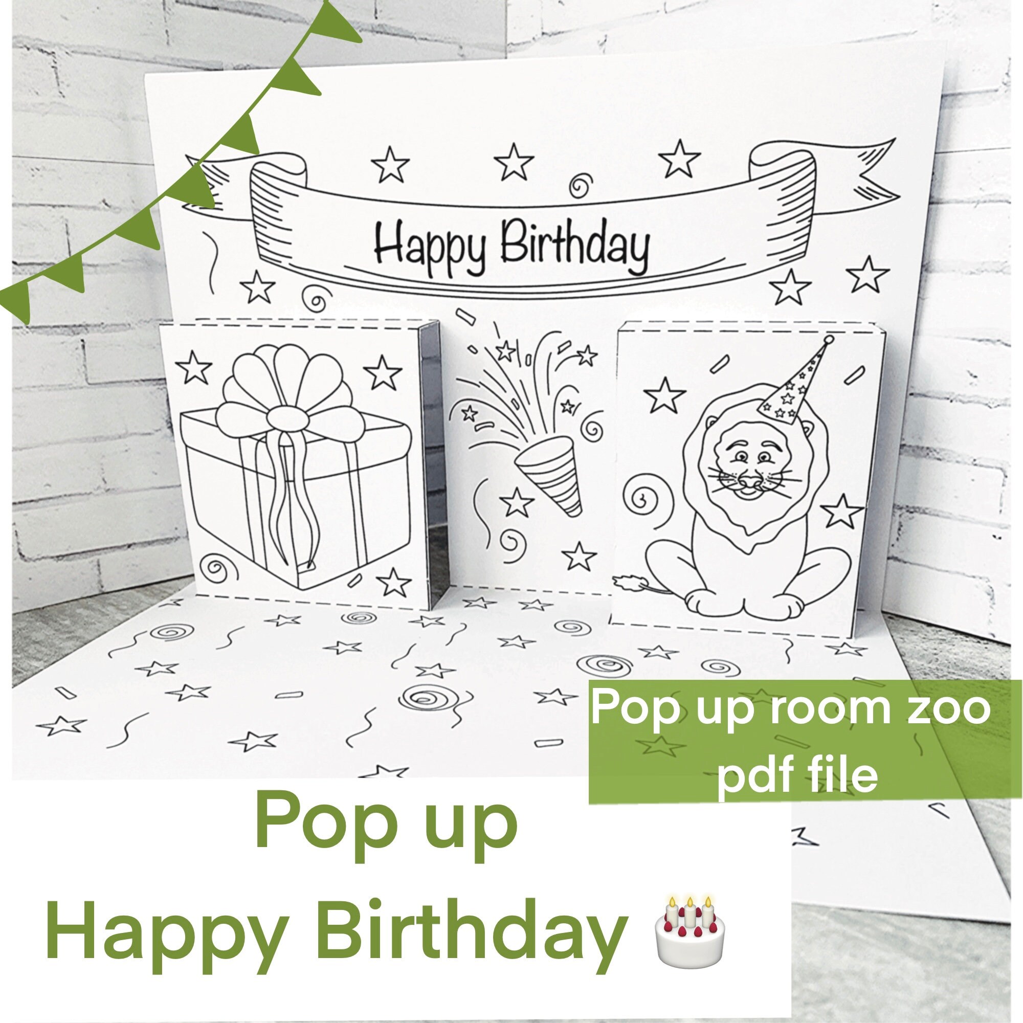 Pop up Birthday 4 Cards Printable Coloring Page Paper Craft Activity ...