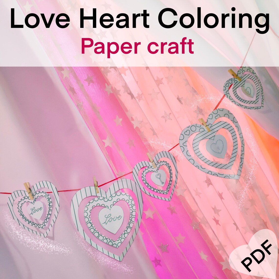 Love Heart Spinner Coloring Page. Valentine Craft for Kids. Paper Heart ...