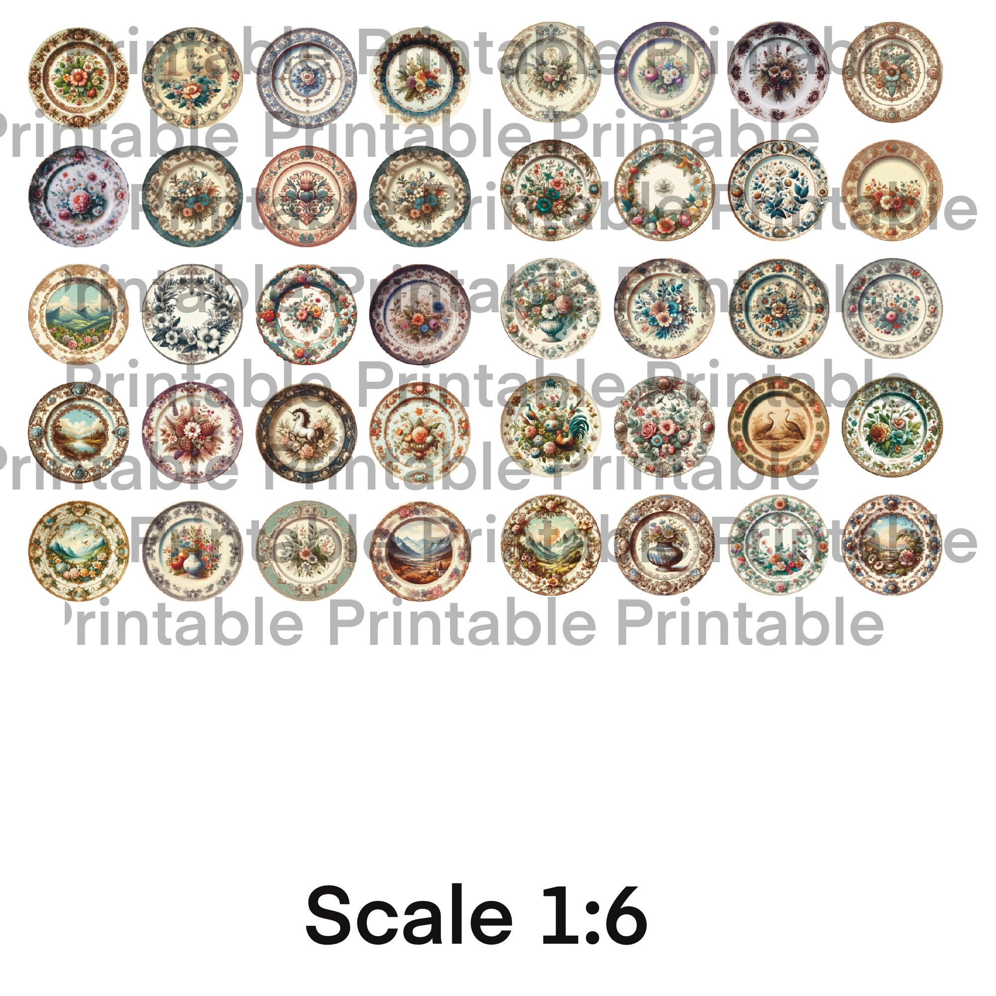 39 Vintage Miniature Plates. Tableware. Porcelain. Antique PDF. Instant ...