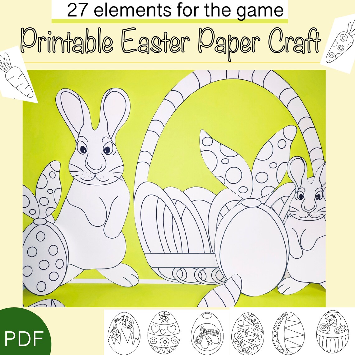 Printable Easter Paper Toy. Spring. 27 Elements Kids Craft. DIY ...