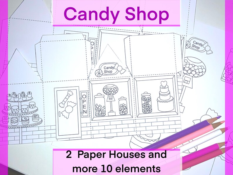 Candy Shop, Valentine's Day. Printable Paper Dollhouse. Children Craft ...