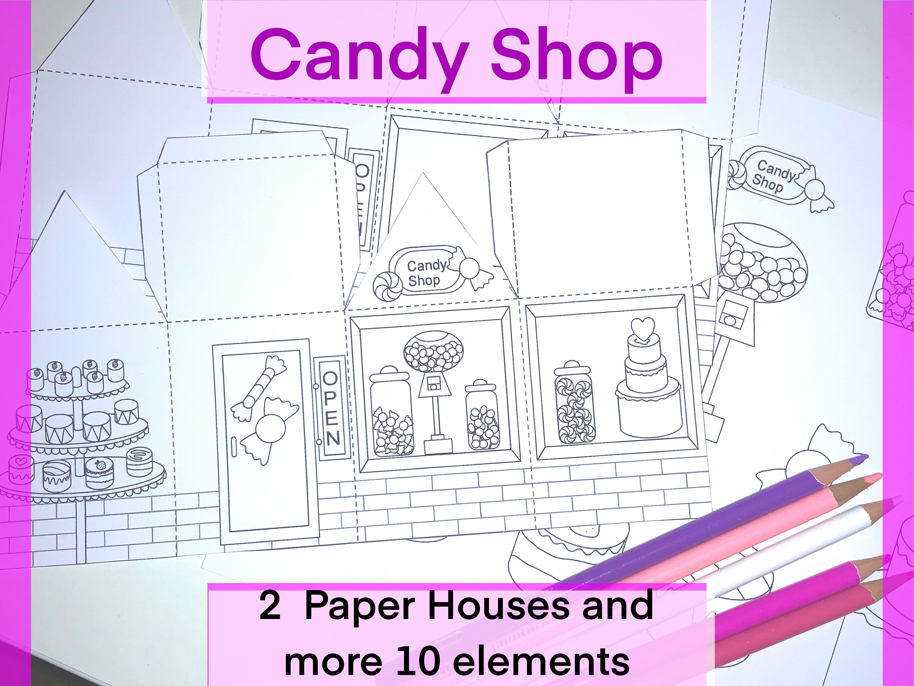 Candy Shop, Valentine's Day. Printable Paper Dollhouse. Children Craft ...