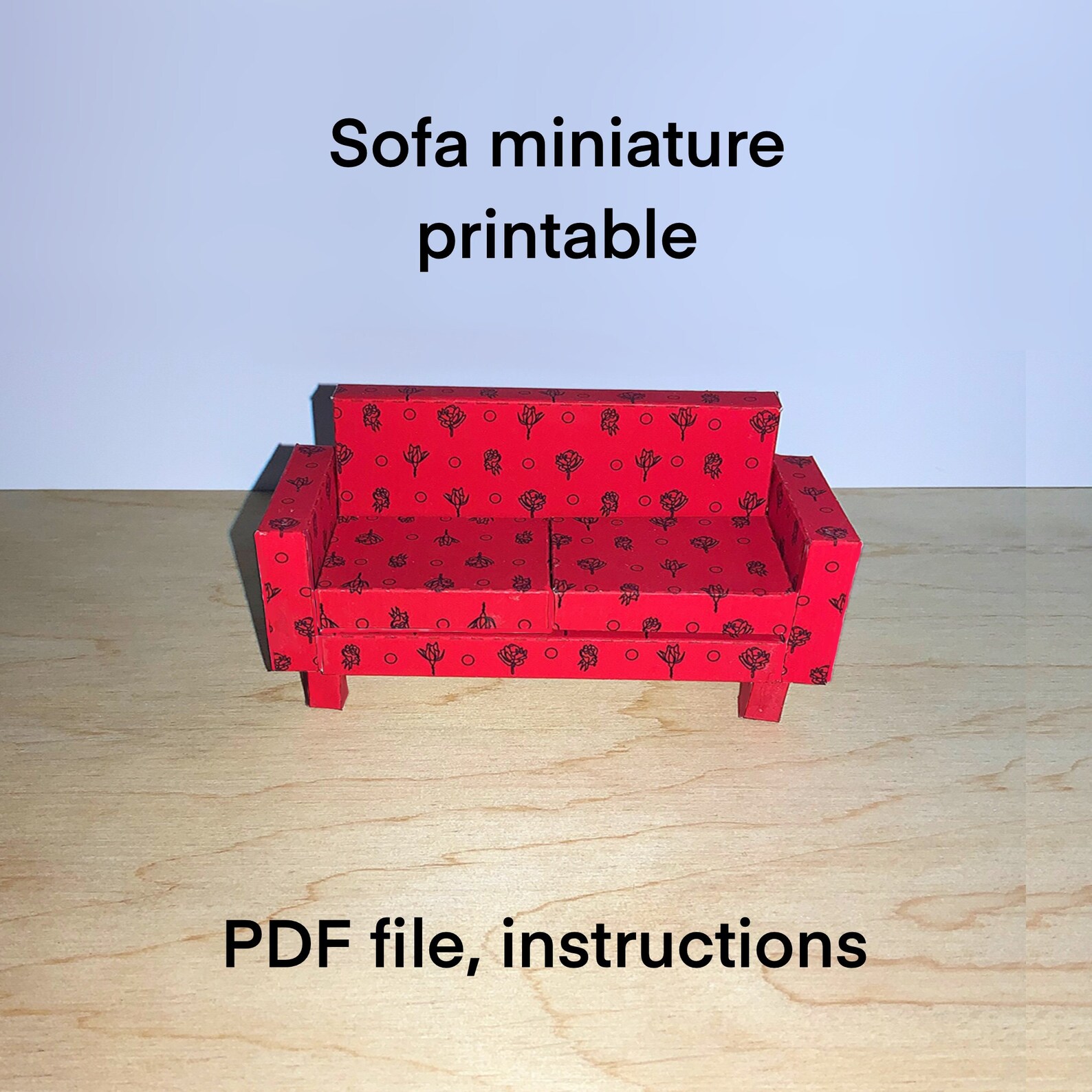 Paper Doll House Furniture Sofa on the Theme of Christmas Red ...