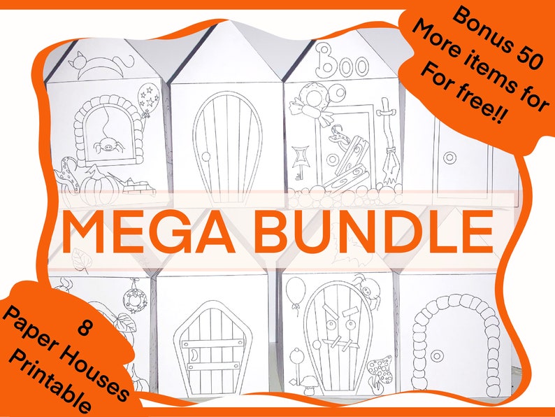 Mega Bundle! Halloween 8 Paper Craft Houses and More Than 50 Items as a ...