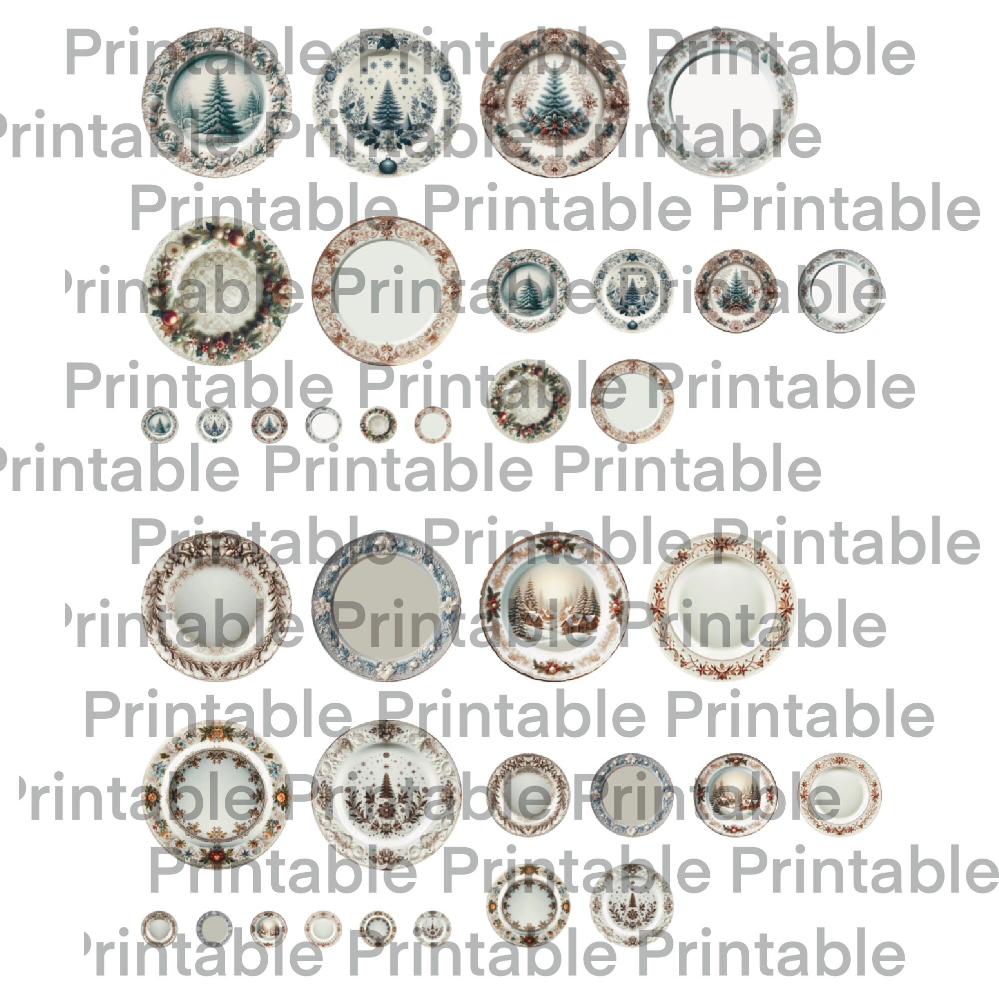 36 Christmas Miniature Plates. Porcelain. PDF. Instant Download ...
