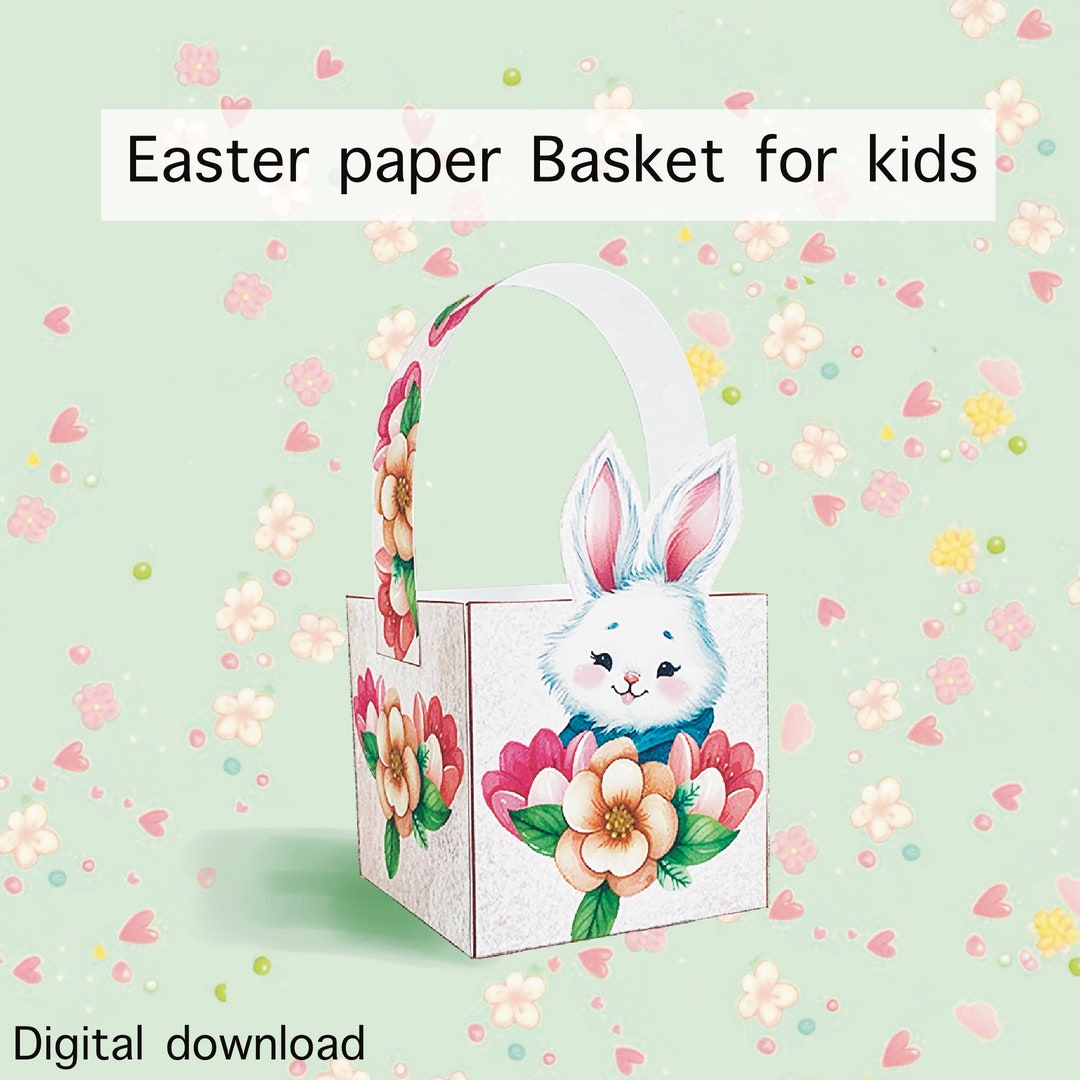 Printable Easter Basket DIY Paper Printable for Kids. Easter Egg Hunt ...