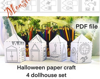 Halloween Diy Papercraft. Haunted House. Set 1. Printable - Etsy
