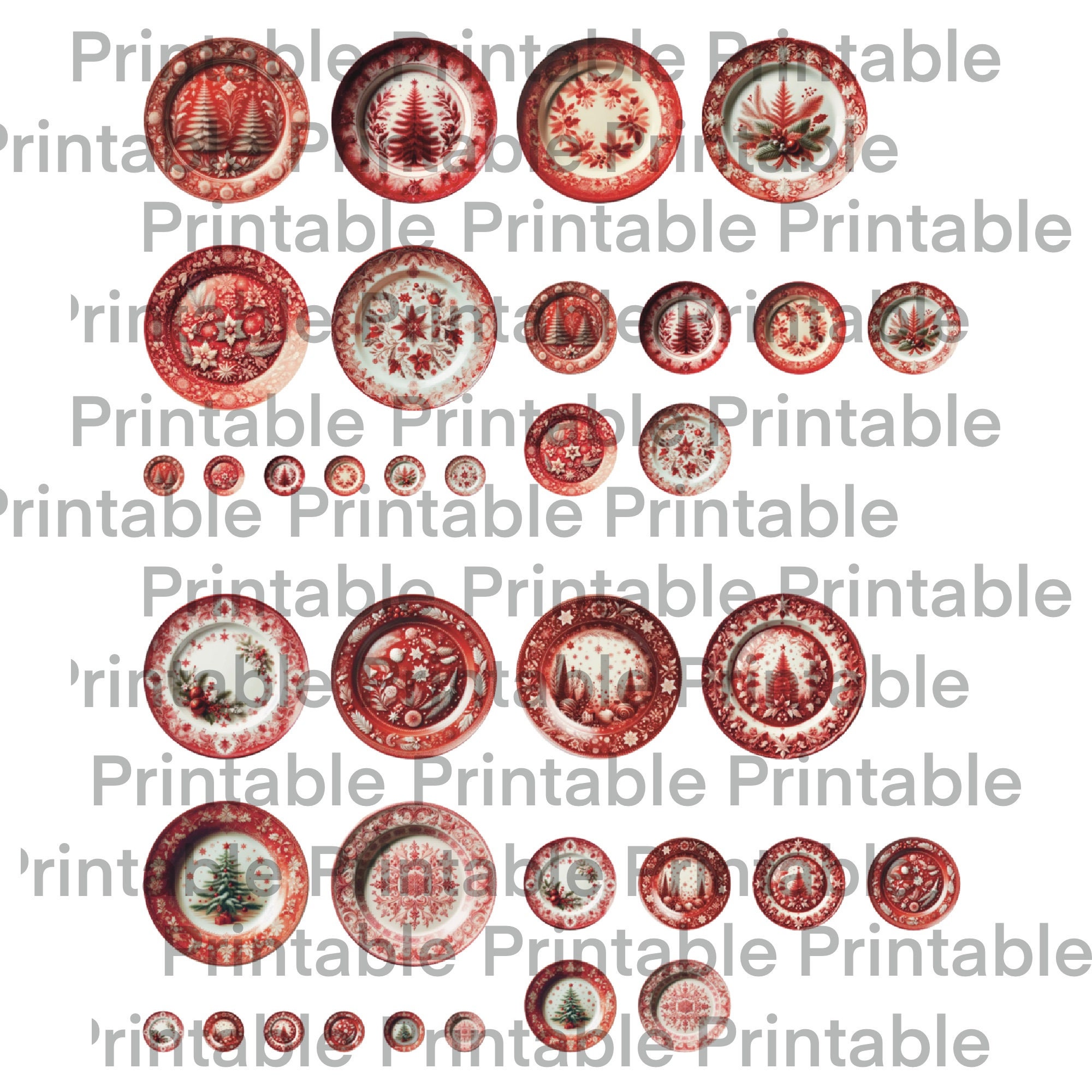 36 Christmas Miniature Plates. Porcelain. PDF. Instant Download ...